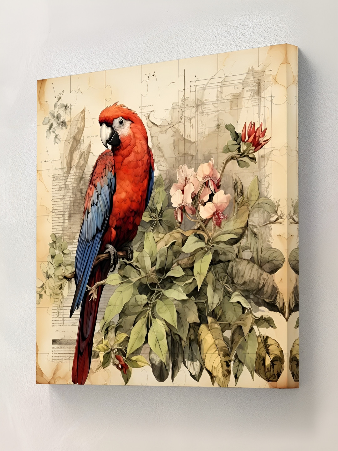 Buy Livin'luxe Beige & Green Birds And Animals Perrot Canvas Wall Art ...