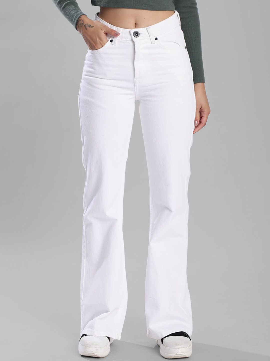 Buy The Roadster Lifestyle Co. Women Bootcut Fit Mid Rise Clean Look Non Stretchable Jeans ...