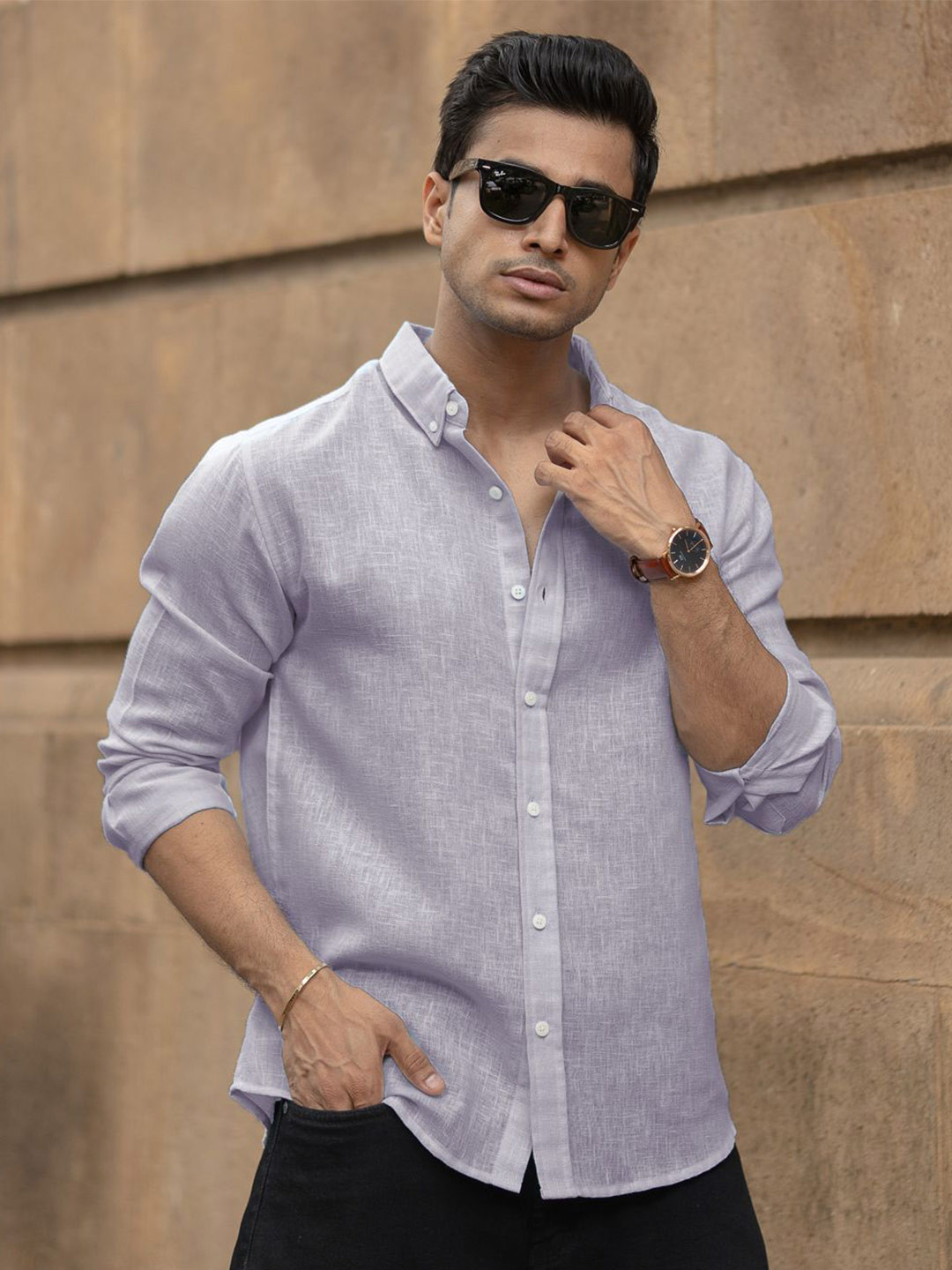 Buy Powerlook Men Solid Button Down Collar Casual Shirt - Shirts for ...