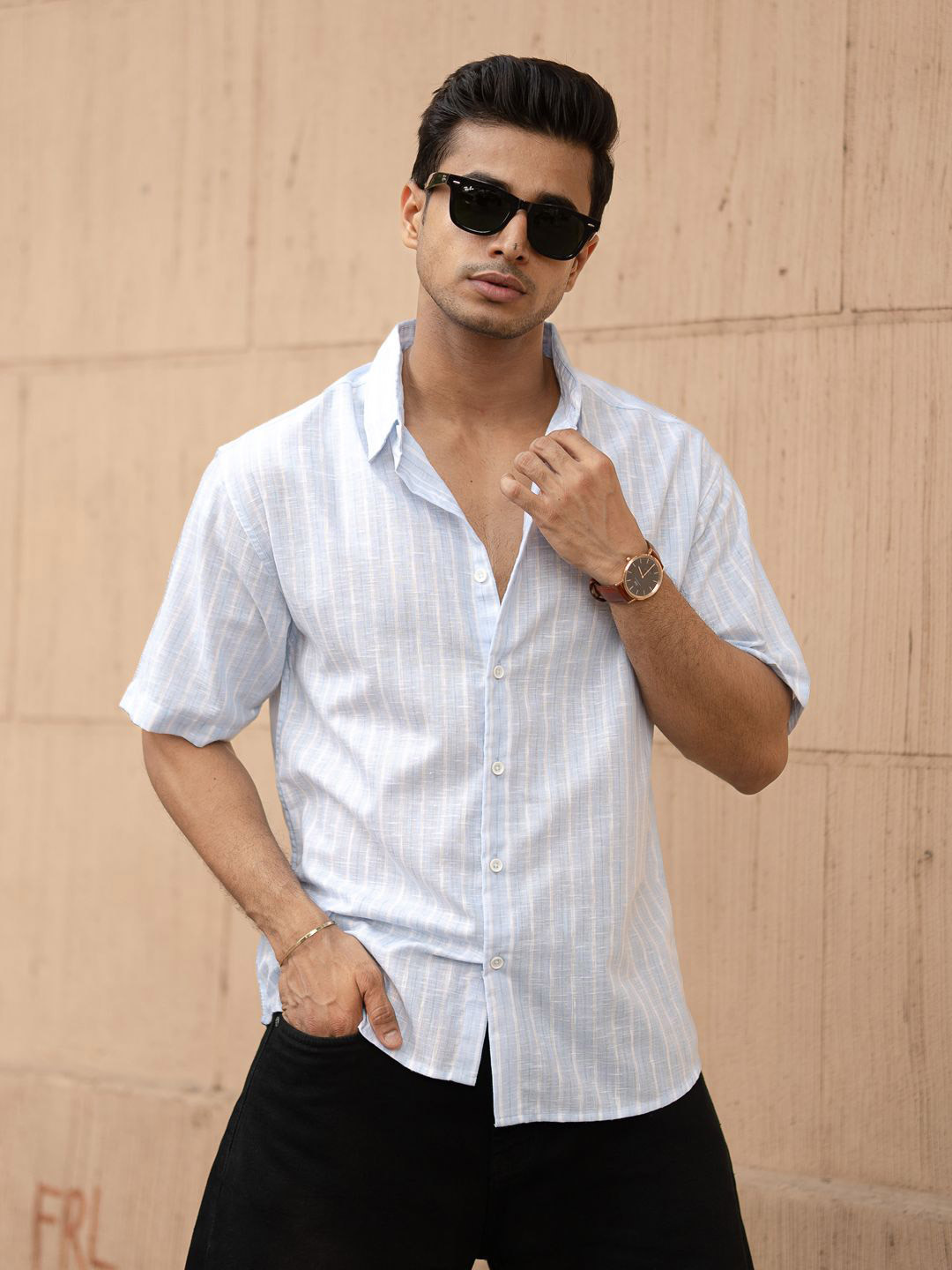Buy Powerlook Men Striped Oversized Drop Shoulder Sleeves Casual Shirt ...