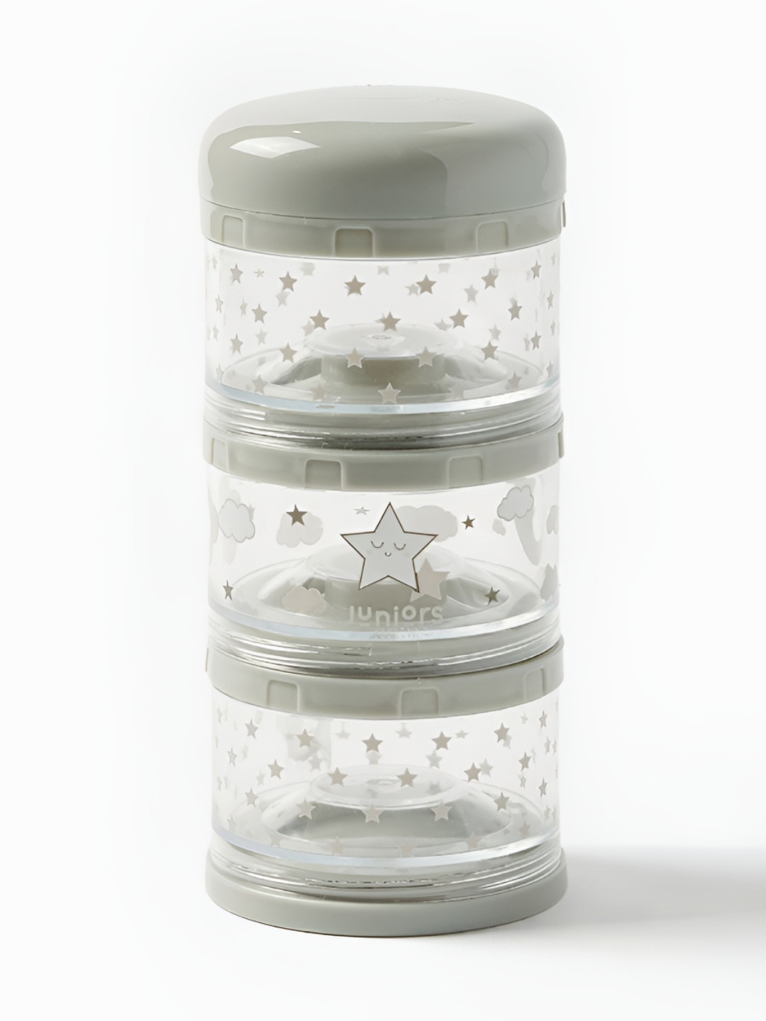 Buy Juniors By Babyshop Grey Printed 3 Layered Milk Powder Container ...