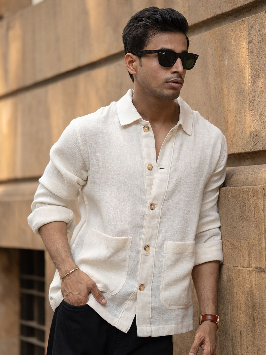 Buy Powerlook Men Off White Lighhtweight Overshirt - Shirts for Men ...