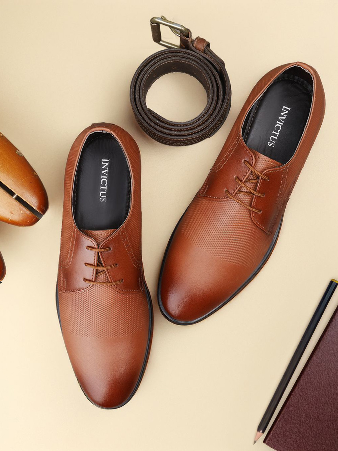 Buy INVICTUS Men Textured Leather Formal Derbys - Formal Shoes for Men ...