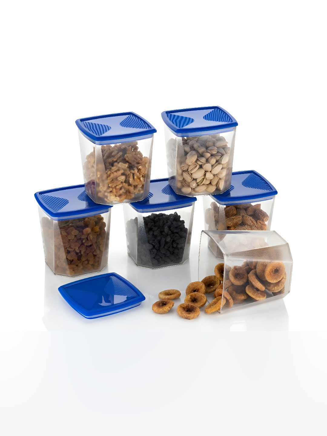 Buy HASHONE Blue 6 Pieces Plastic Canister Container 800 Ml - Container ...