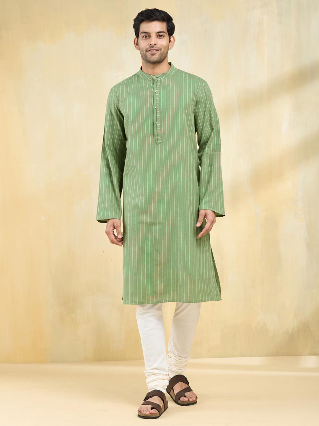 Buy Fabindia Men Striped Cotton Long Kurta - Kurtas for Men 33638021 ...