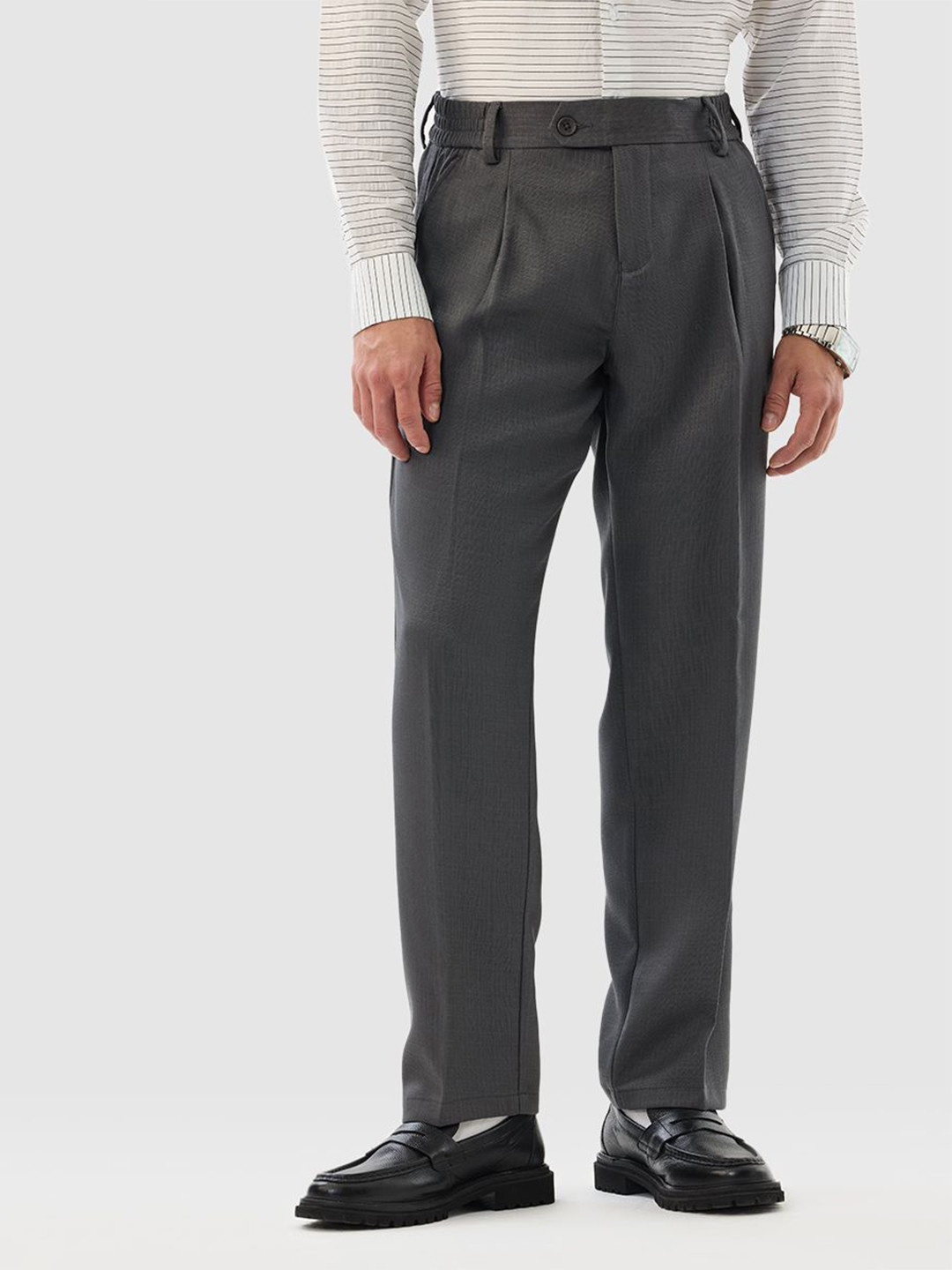 Buy Snitch Men Textured Pleated Trousers - Trousers for Men 33625771 ...
