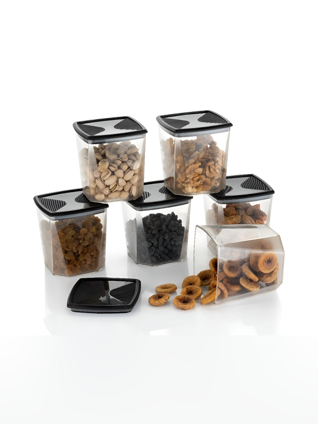 Buy HASHONE Black 6 Pieces Plastic Canister Container 800 Ml ...