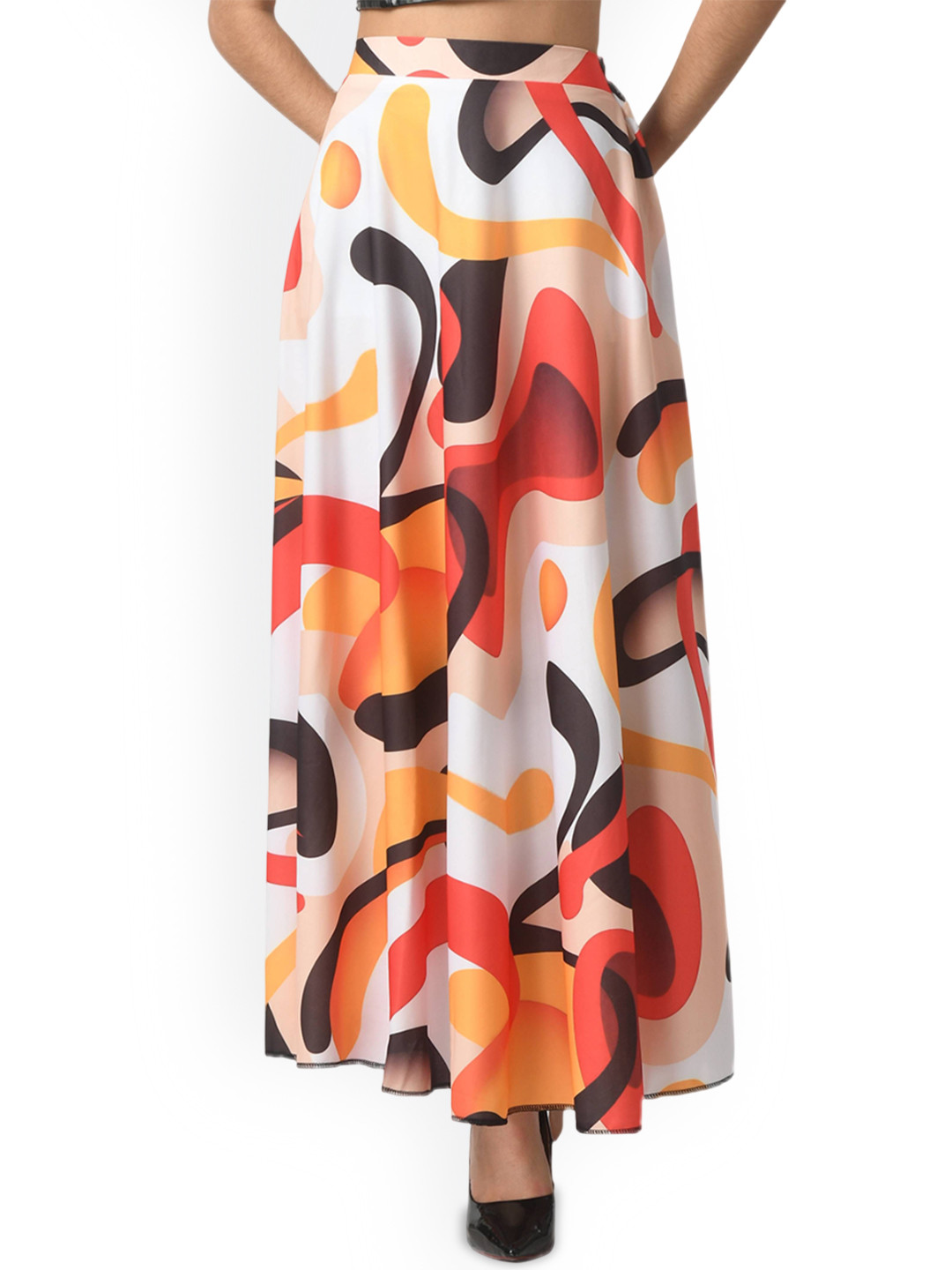 Buy Vagisha Abstract Printed Flared Maxi Skirt - Skirts for Women ...