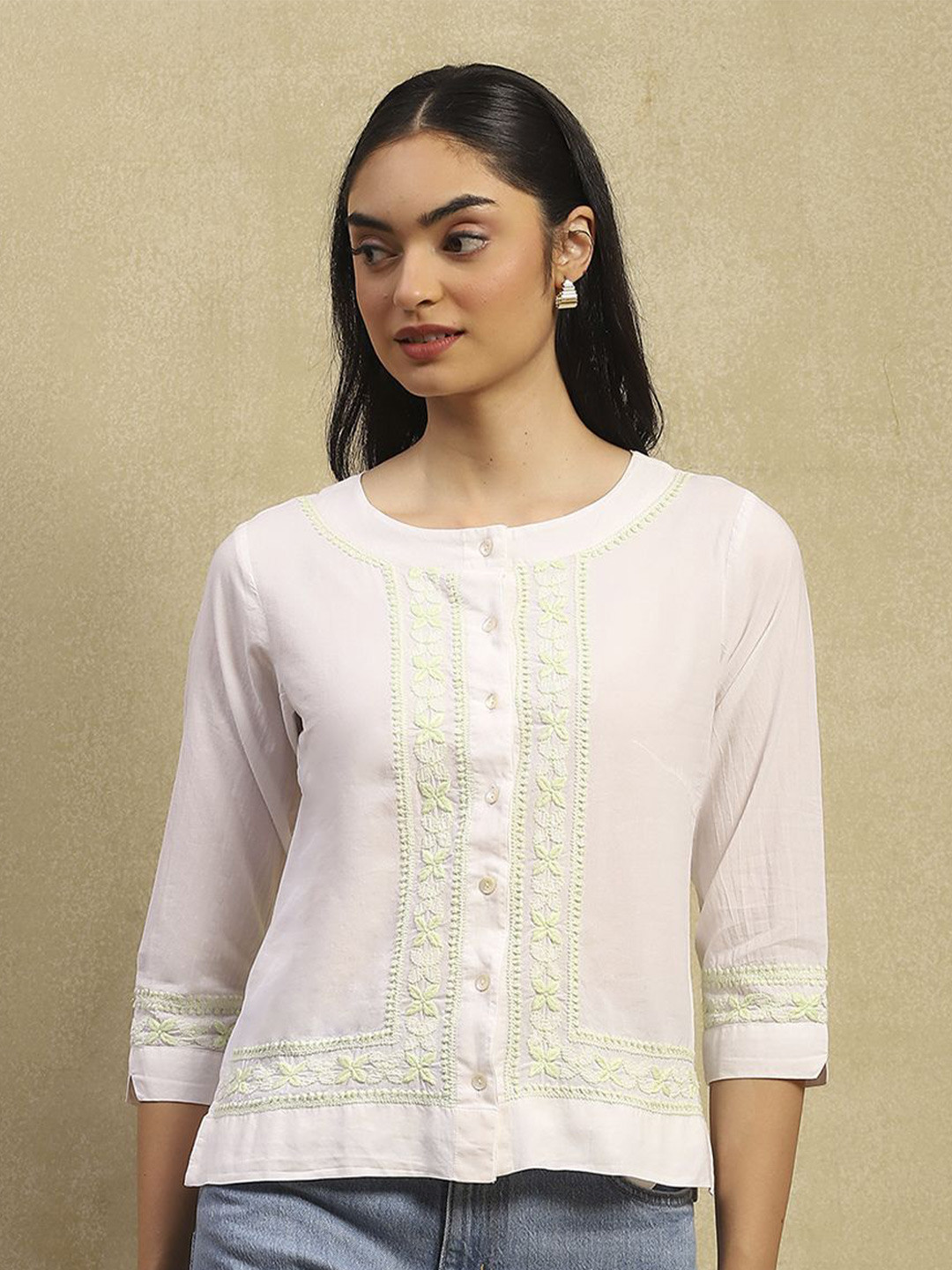 Buy House Of Chikankari Cotton Chikankari Solid Shirt - Shirts for ...