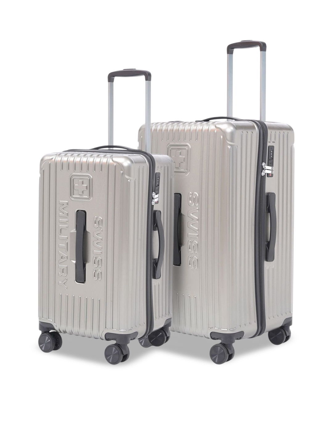 Buy SWISS MILITARY Set Of 2 Cuboid Hard Sided Textured Trolley Bag ...