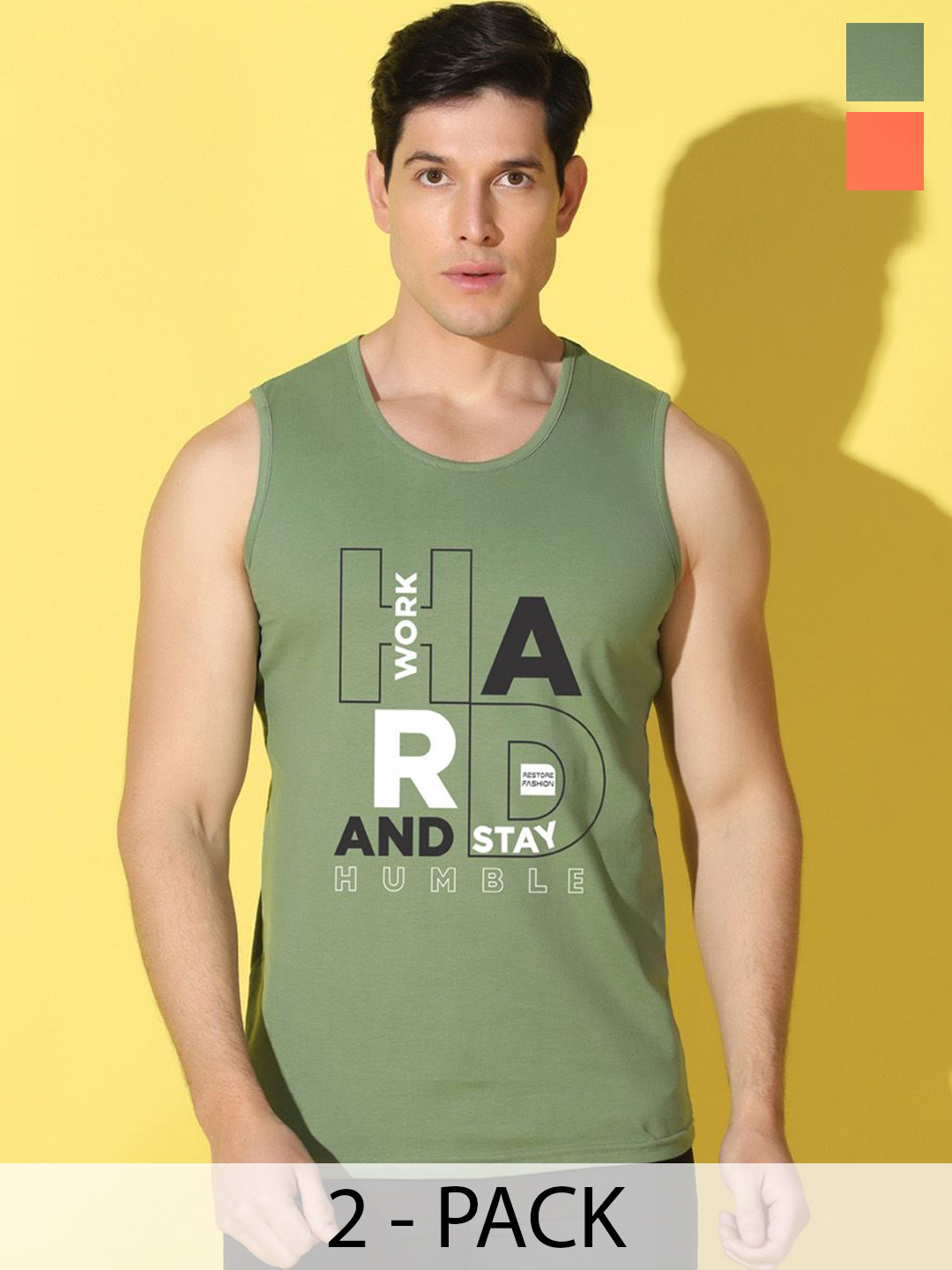 Buy WOOSTRO Pack Of 2 Printed Combed Cotton Innerwear Vests With ...