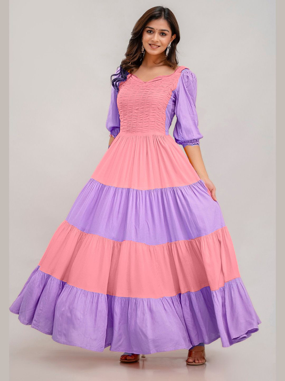 Buy HERE&NOW Colourblocked Sweetheart Neck A Line Dress - Dresses for ...