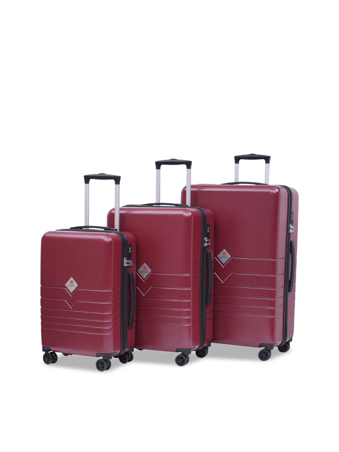 Buy SWISS MILITARY Set Of 3 Arctic Elite Hard Sided Textured Trolley ...