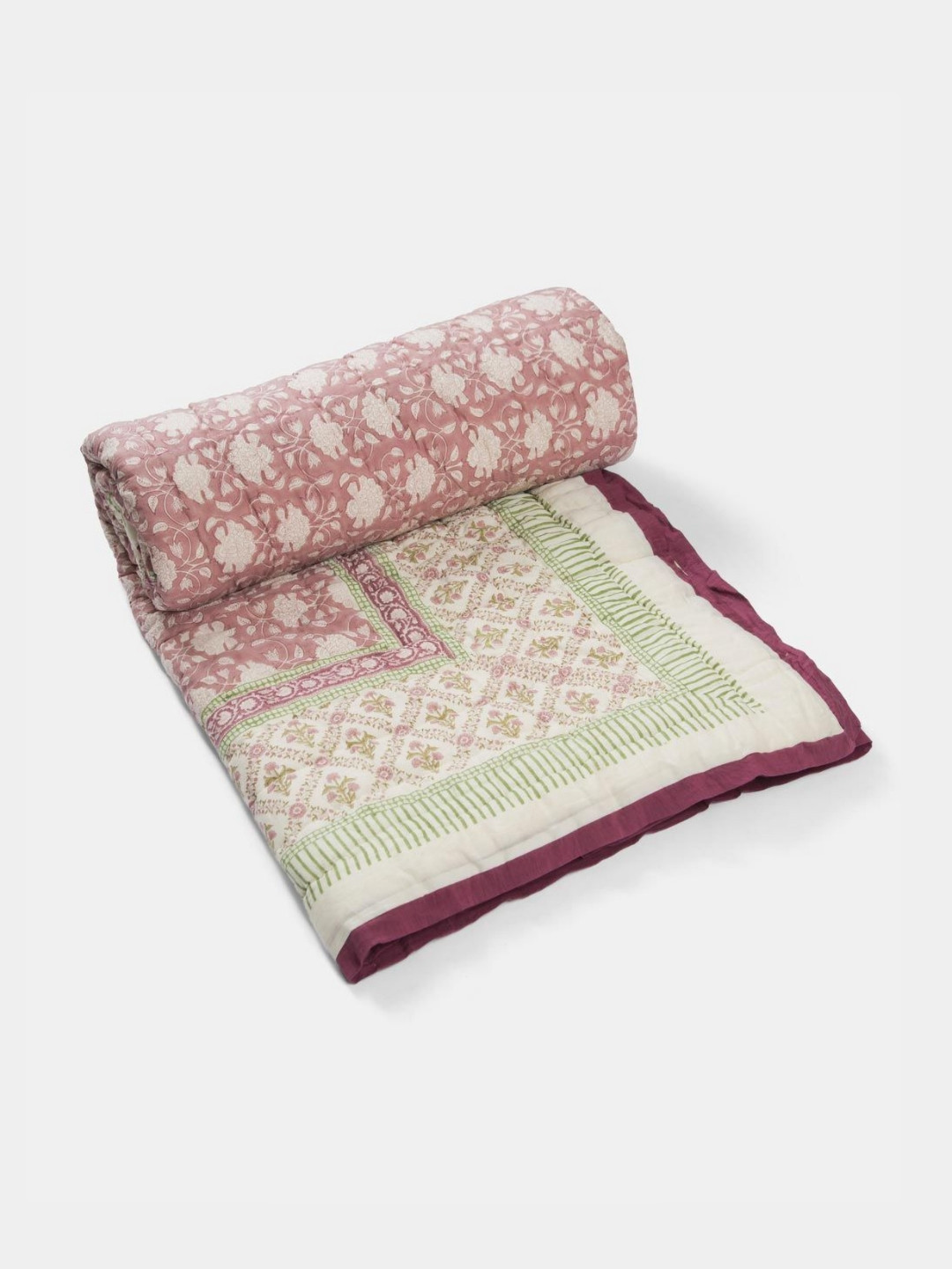Buy Fabindia Jarul Purple & Cream Coloured Floral Printed Cotton AC ...