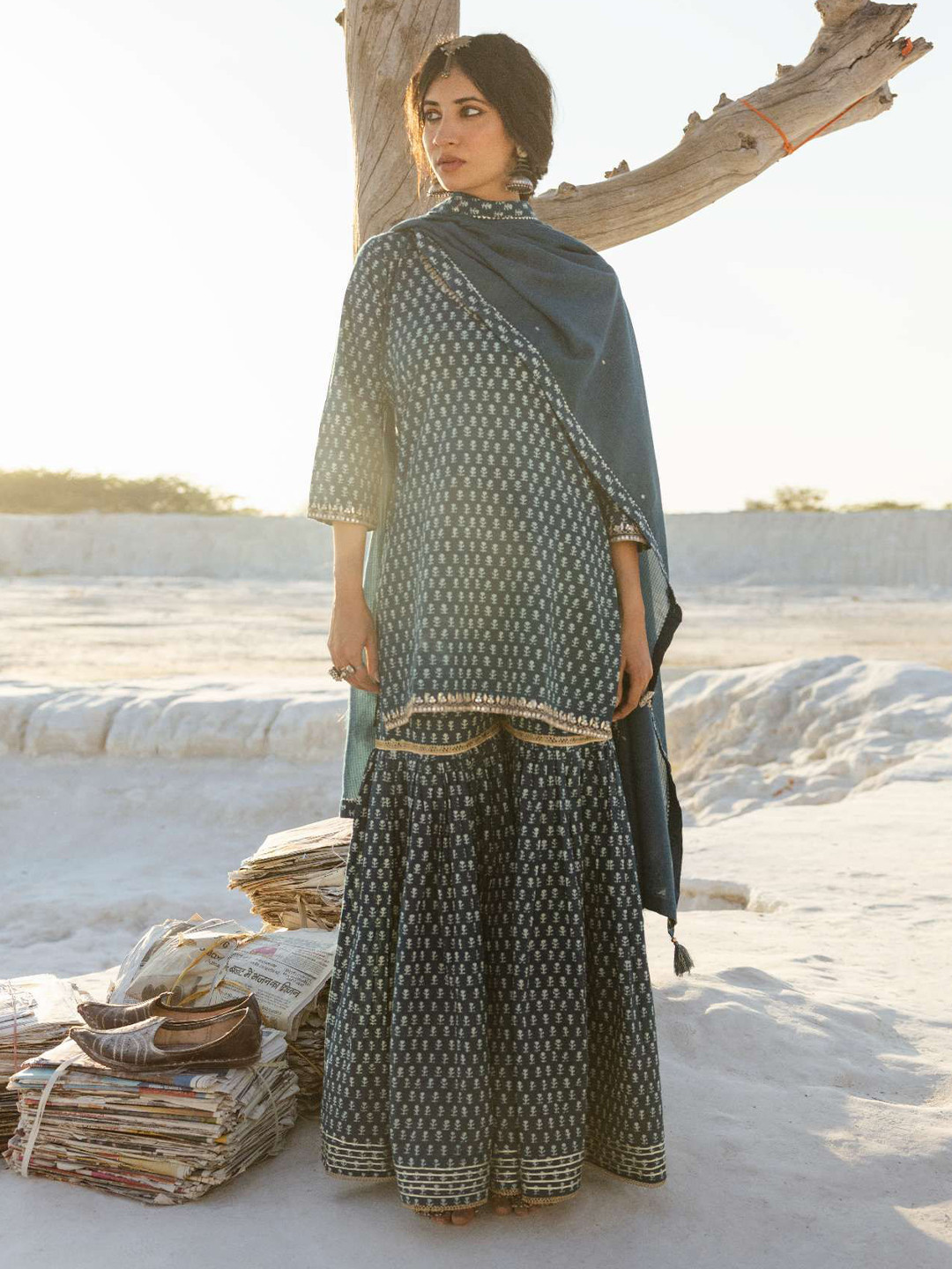 Buy KARAJ JAIPUR Women Ethnic Motifs Printed Regular Gotta Patti Pure ...