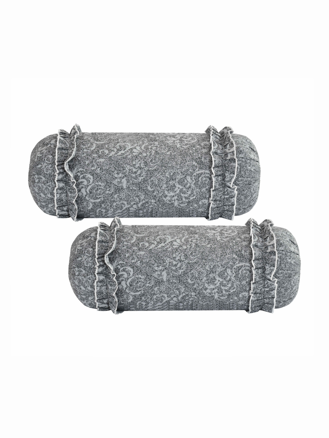 Buy Luxmi Cotton Fabrics 2 Pcs Grey & Black Printed Bolster Covers ...