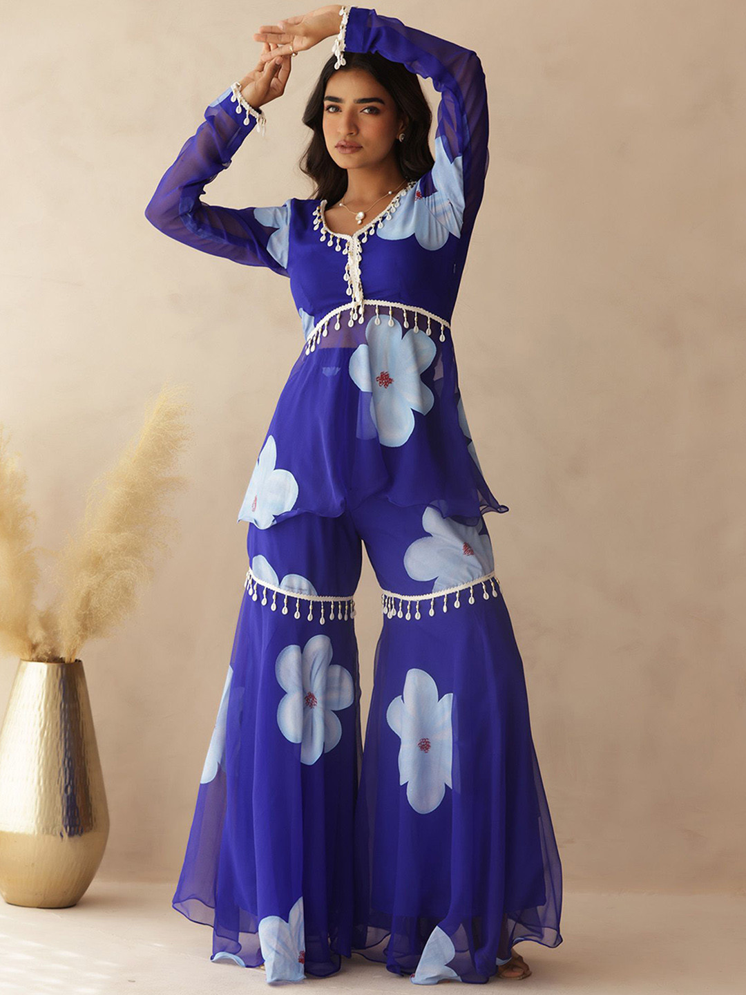 Buy DEASHA INDIA Women Floral Printed Regular Top With Sharara - Kurta ...