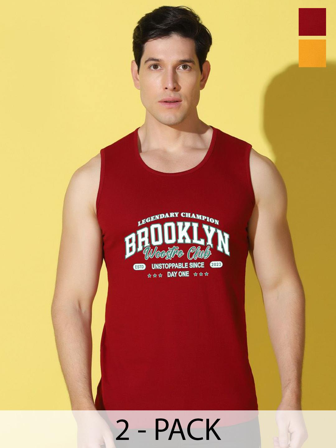 Buy WOOSTRO Pack Of 2 Printed Combed Cotton Innerwear Vests With ...