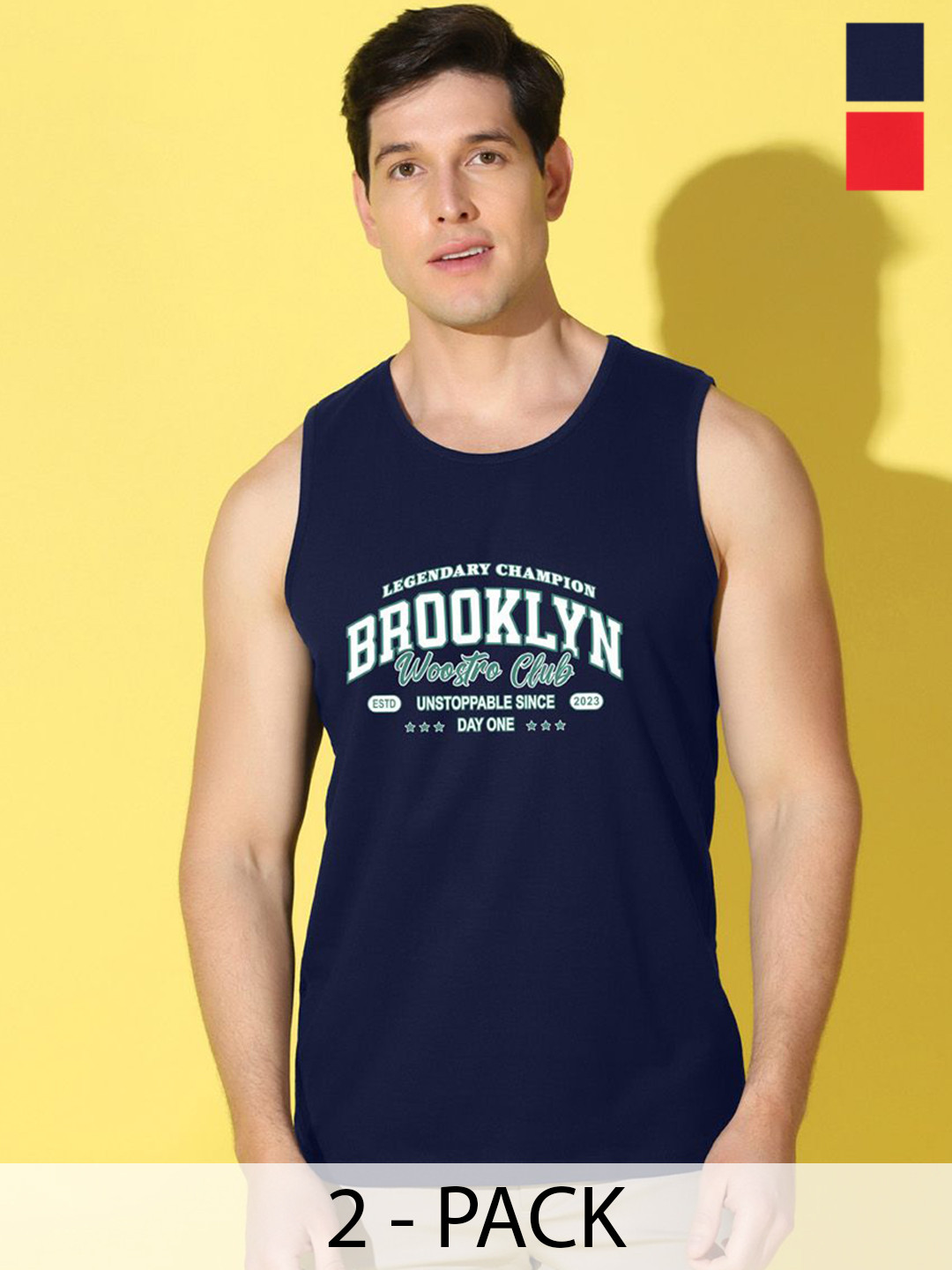 Buy WOOSTRO Pack Of 2 Printed Combed Cotton Innerwear Vests With ...
