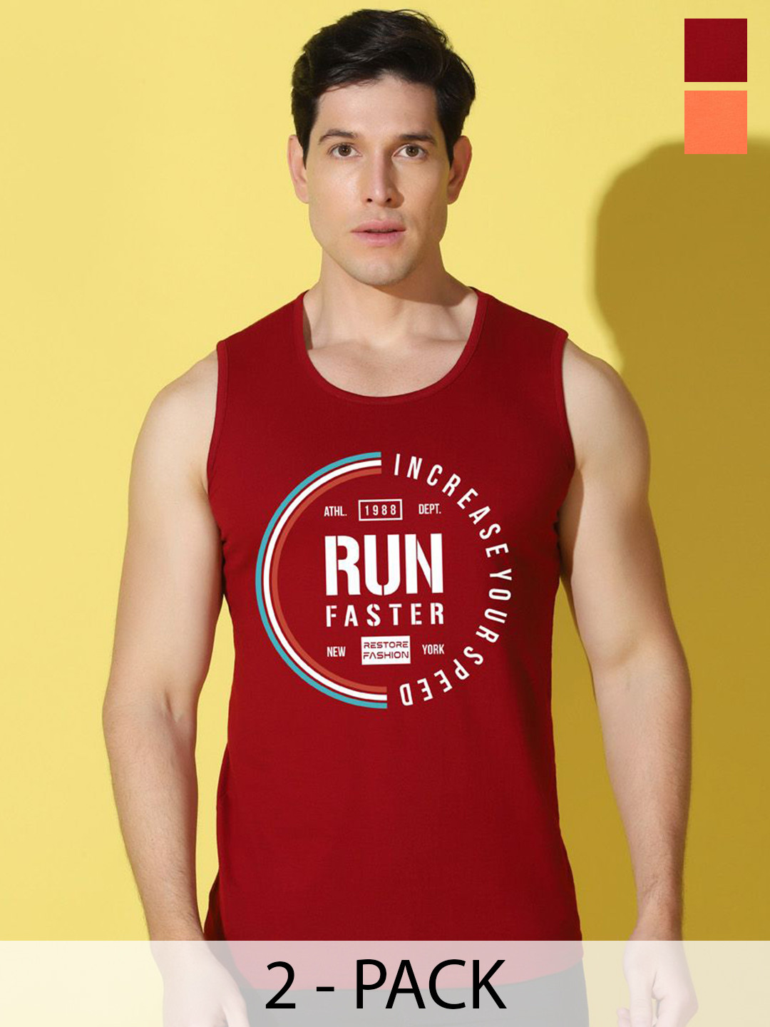 Buy WOOSTRO Pack Of 2 Printed Combed Cotton Innerwear Vests With ...