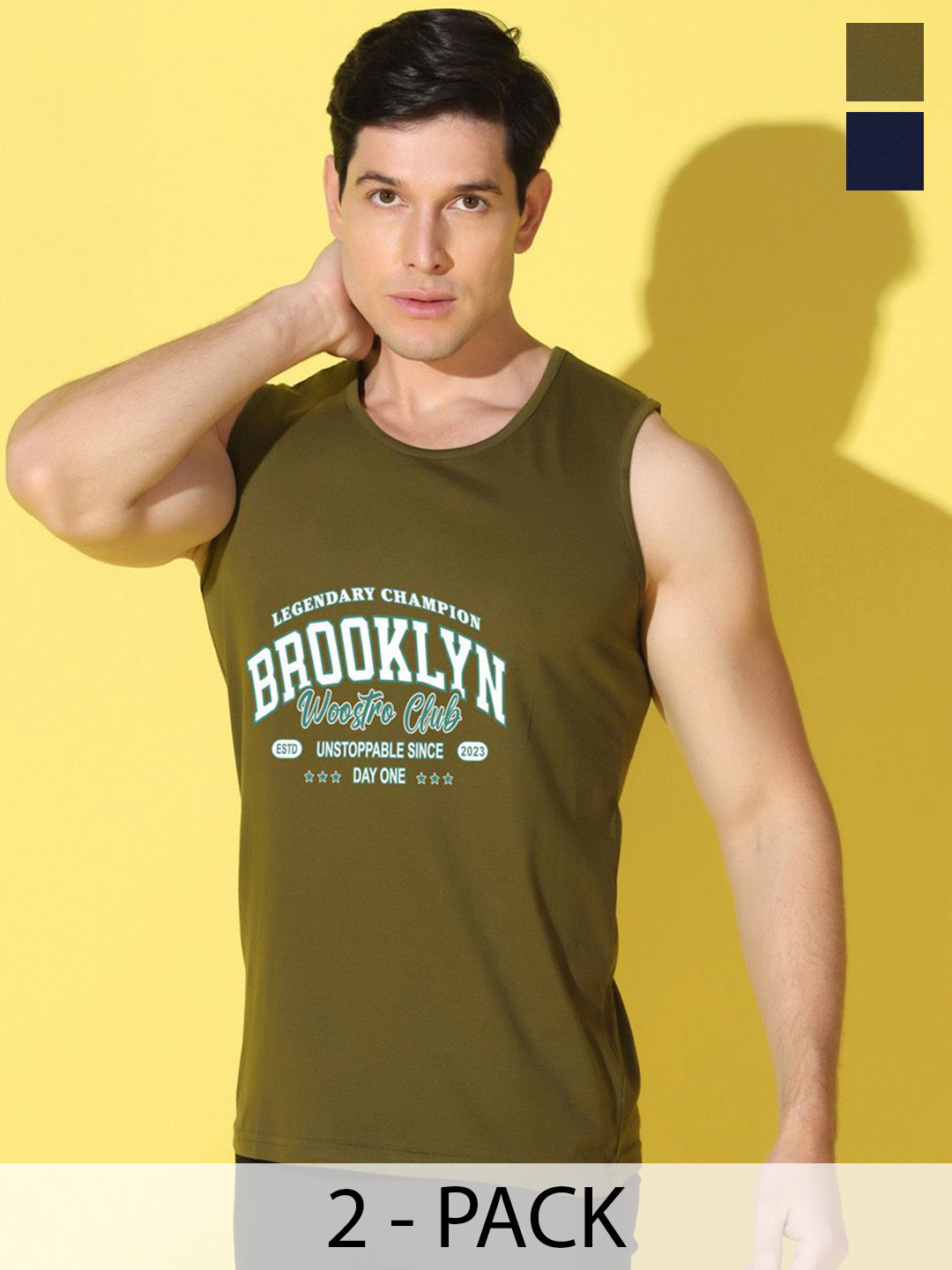 Buy WOOSTRO Pack Of 2 Printed Combed Cotton Innerwear Vests With ...