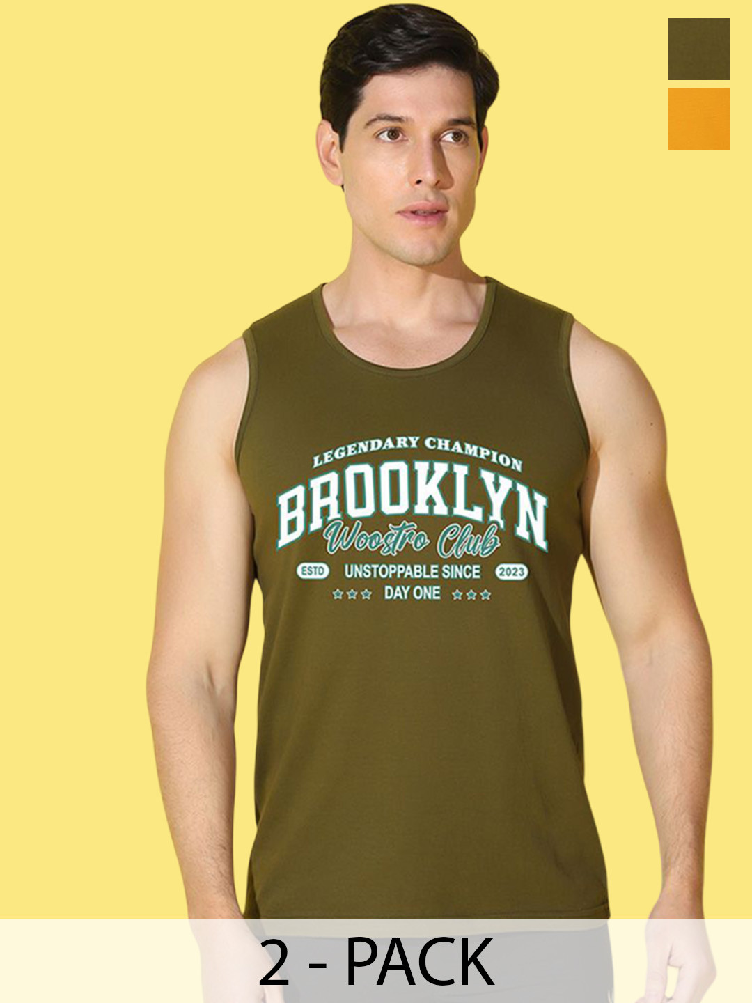 Buy WOOSTRO Pack Of 2 Printed Combed Cotton Innerwear Vests With ...