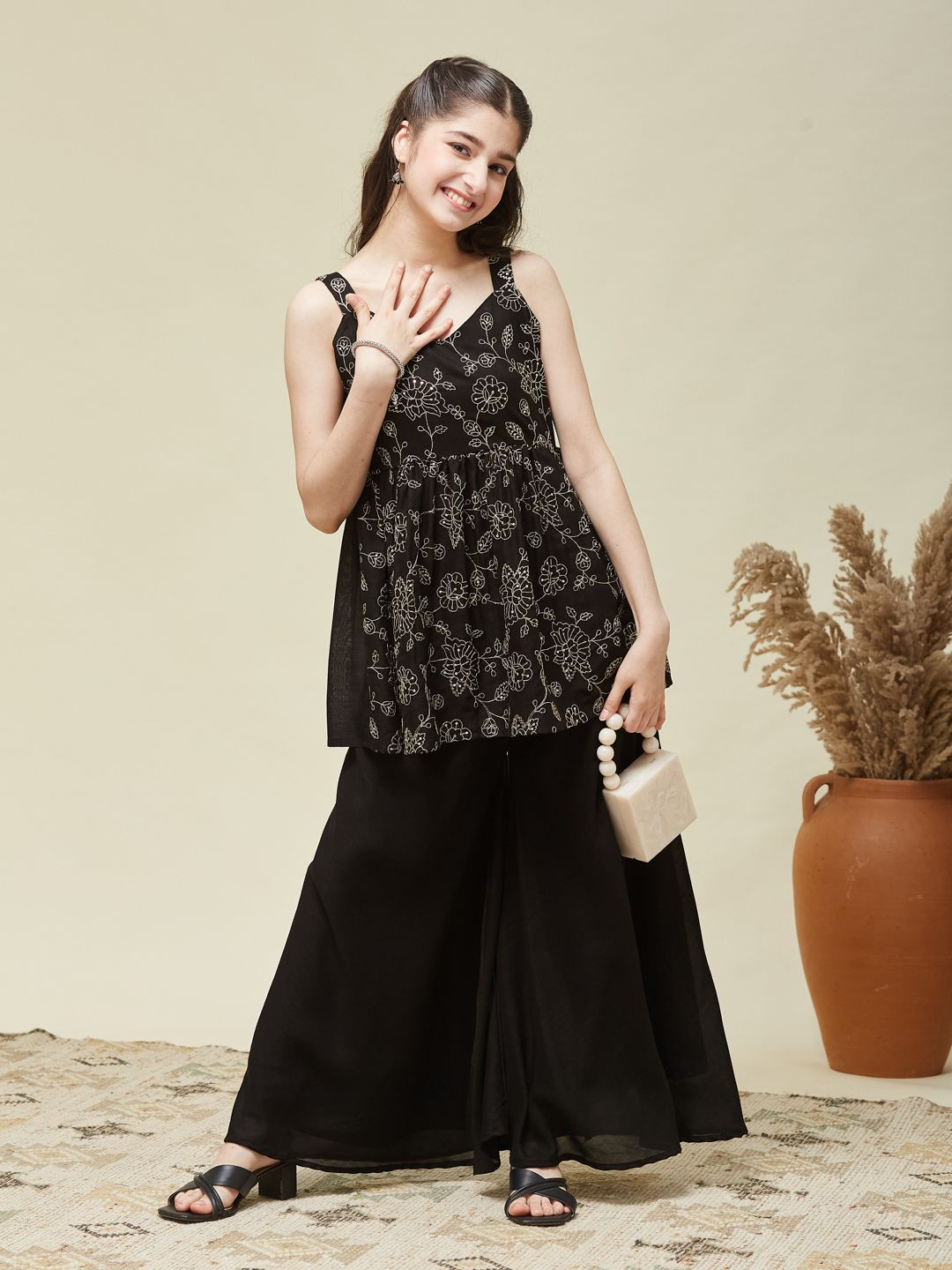 Buy CurlyTales Floral Embroidered Georgette Fit & Flare Dress - Dresses ...