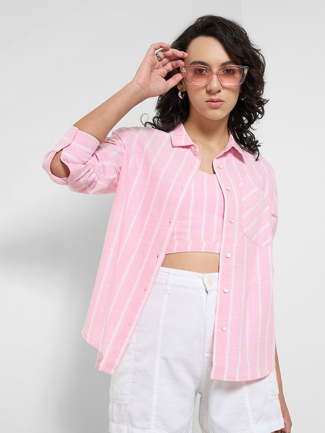 Buy Honey By Pantaloons Cotton Shirt Style Crop Top - Tops for Women ...
