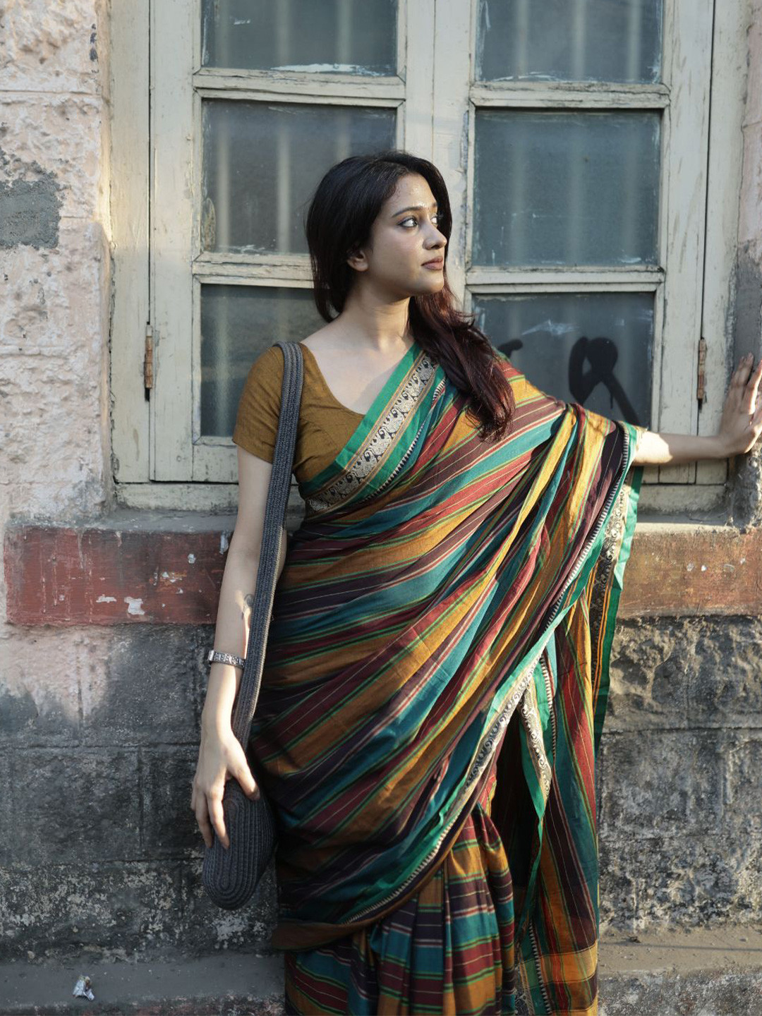 Buy DEVIKA TEXTILES Striped Pure Cotton Narayan Peth Saree - Sarees for ...