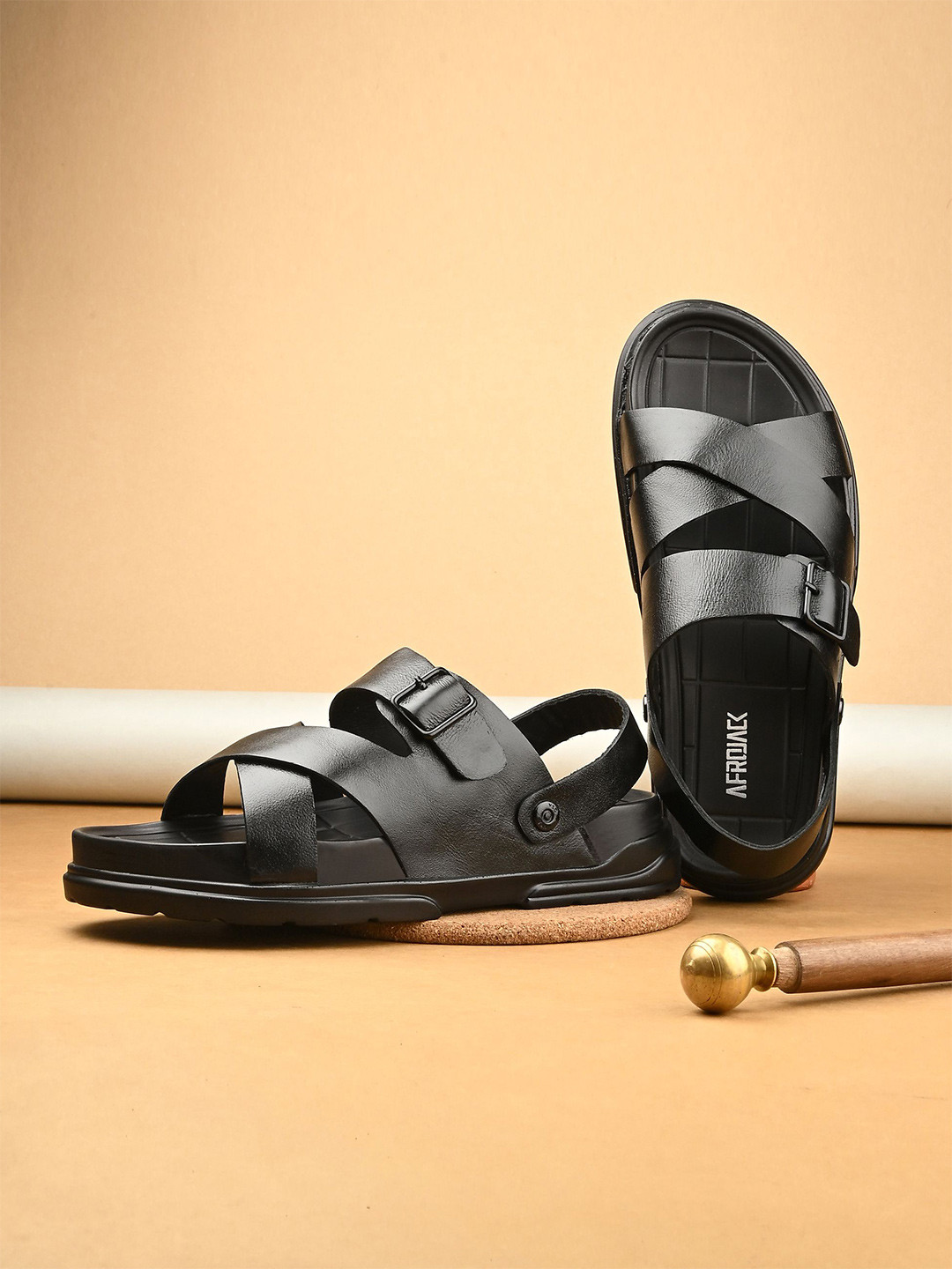 Buy AfroJack Men Leather Comfort Sandals - Sandals for Men 33444989 ...