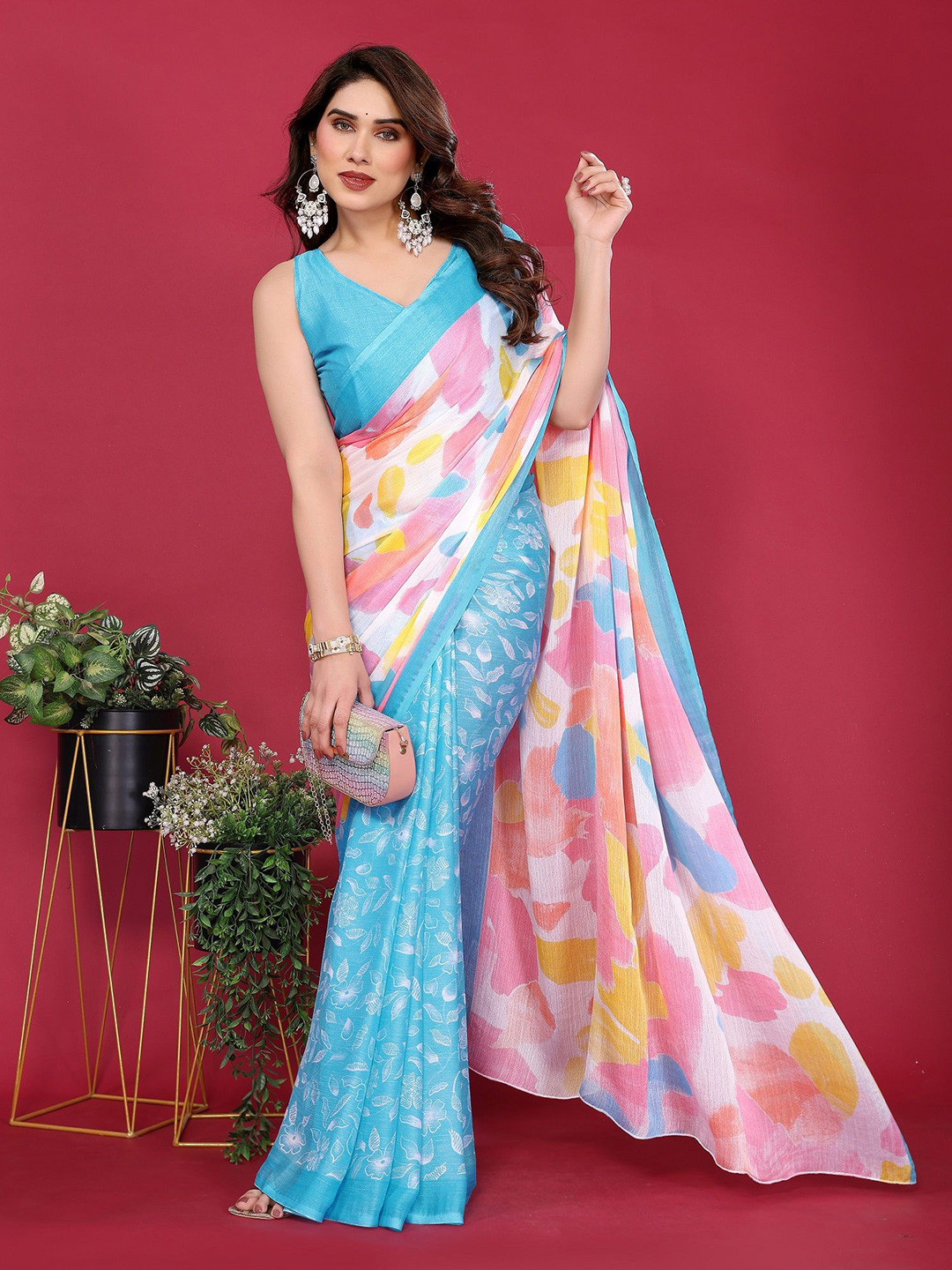 Buy ROOP SUNDARI SAREES Floral Printed Half And Half Saree - Sarees for ...