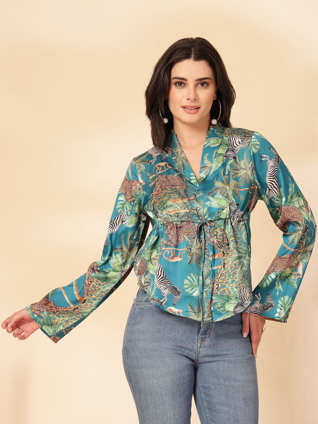 Buy PRETTY LOVING THING Women Print Bell Sleeve Shirt Style Top - Tops ...
