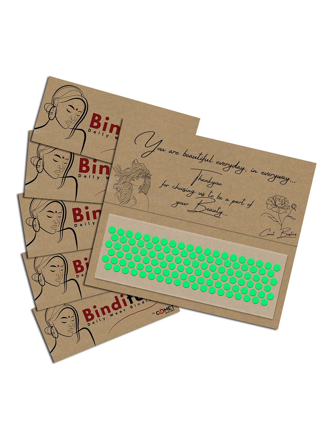 Buy Comet Busters Set Of 5 Bindiful Traditional Round Velvet Bindi ...