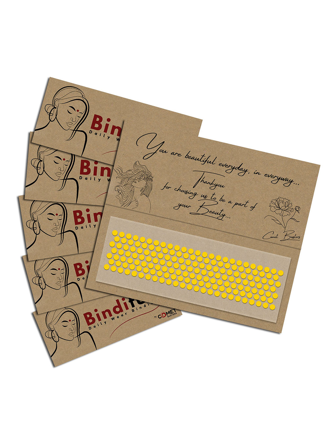 Buy Comet Busters Bindiful Set Of 5 Traditional Round Velvet Bindi ...