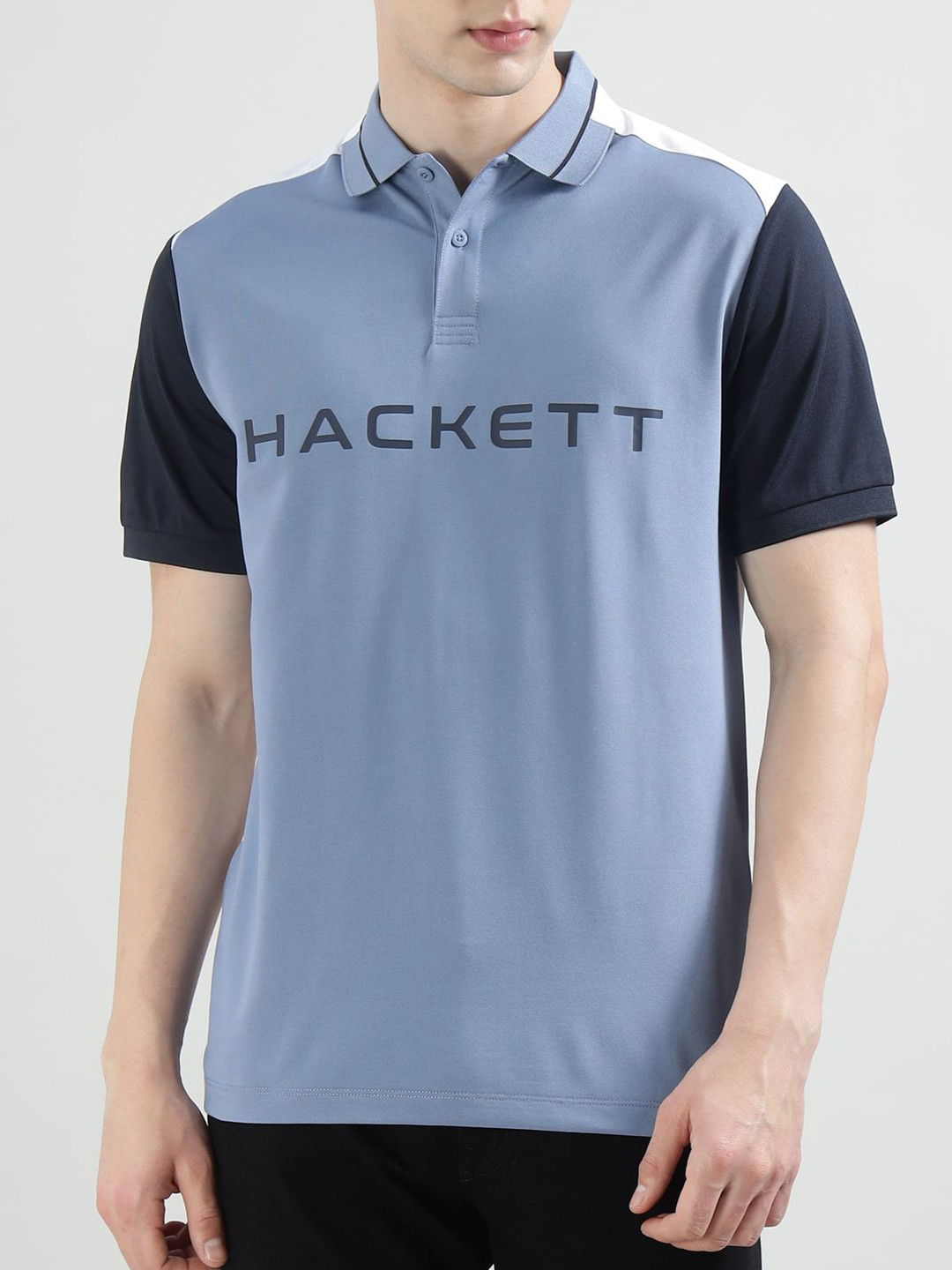 Buy HACKETT LONDON Brand Logo Printed Polo Collar Slim Fit T Shirt ...