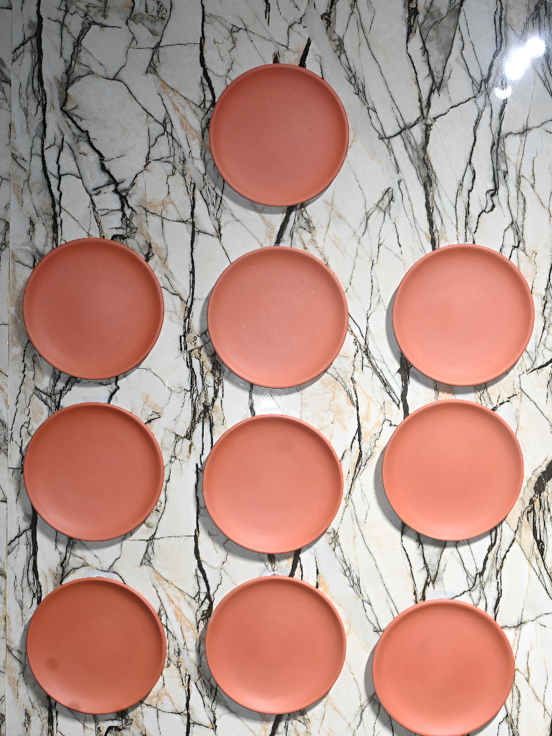 Buy The Handicraftian 10 Pcs Red Terracotta Round Wall Plates - Wall ...
