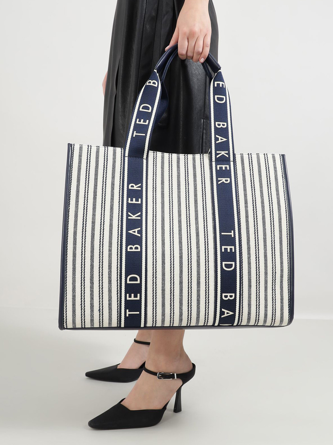 Buy Ted Baker Striped Leather Structured Handheld Bag - Handbags for ...