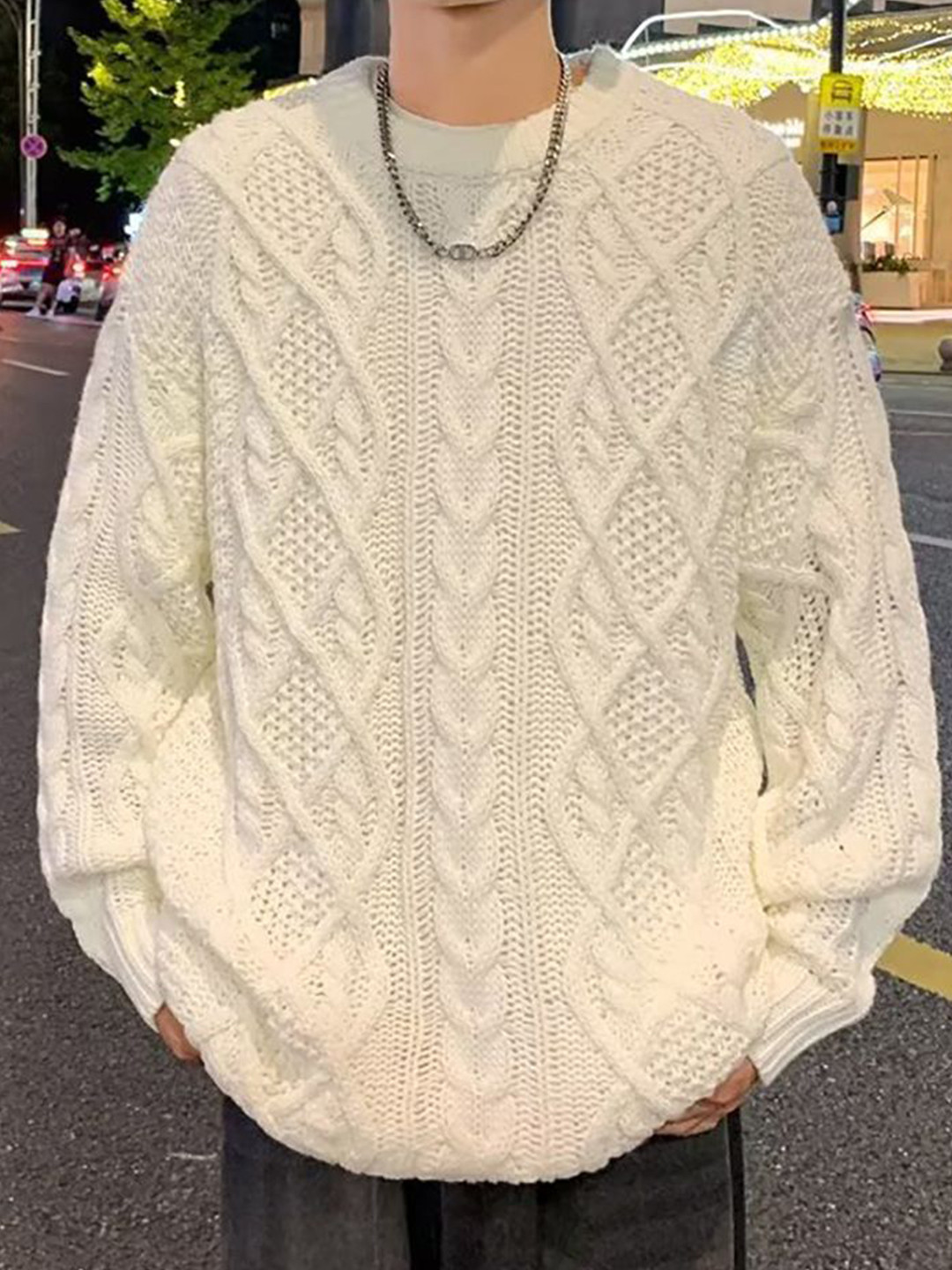 Buy StyleCast X Revolte Men Cable Knit Longline Pullover - Sweaters for ...