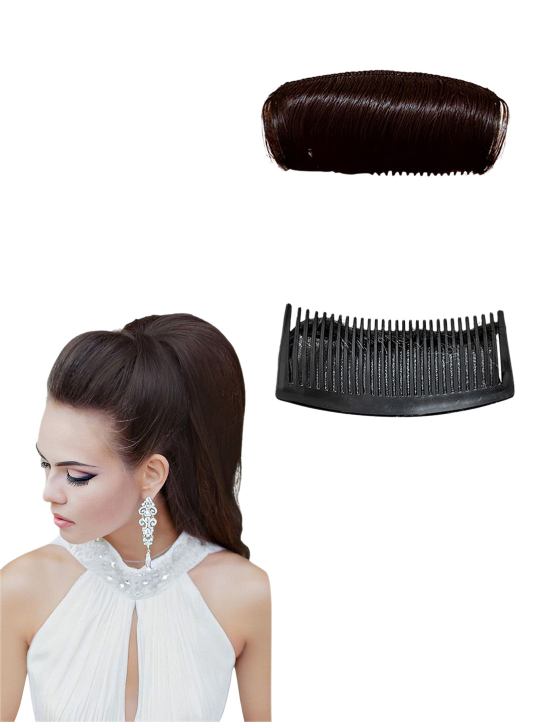 Buy VIEWS Clip In Straight Scalp Topper Puff Maker Hair Extension Brown ...