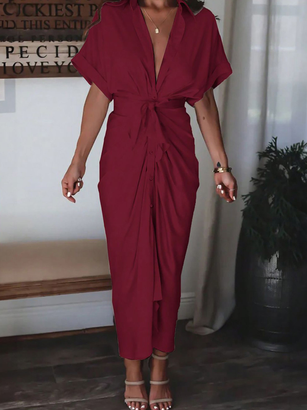 Buy StyleCast X Revolte Women Gathered Wrap Dress - Dresses for Women ...