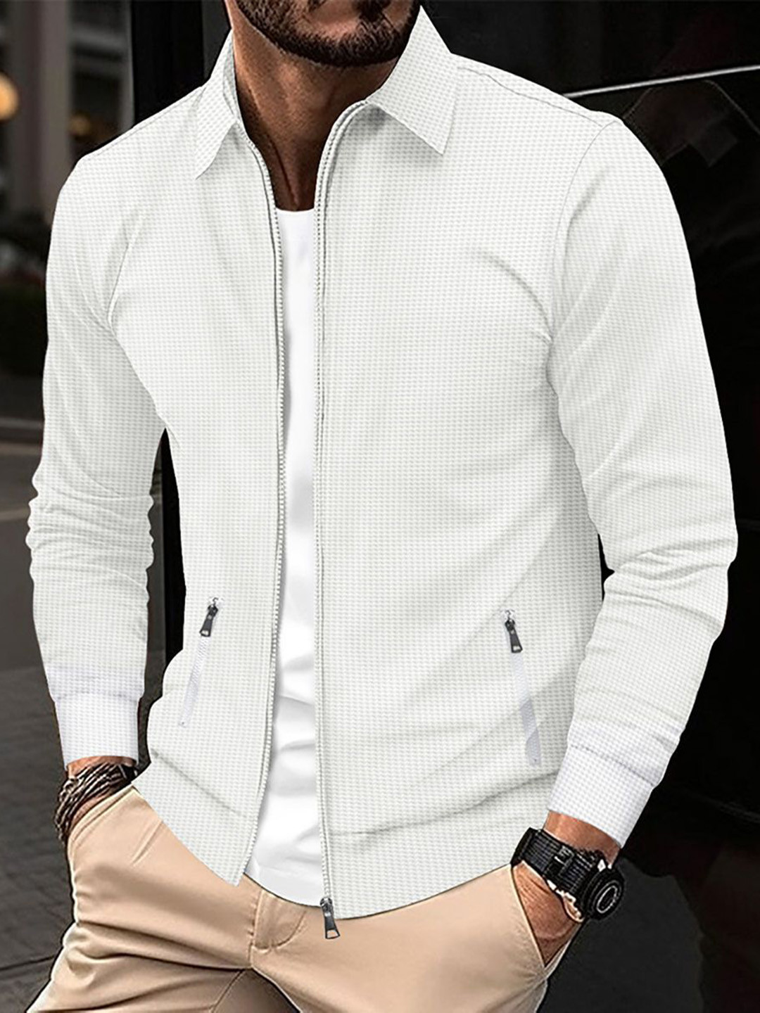 Buy StyleCast X Revolte Men Spread Collar Self Design Casual Bomber ...