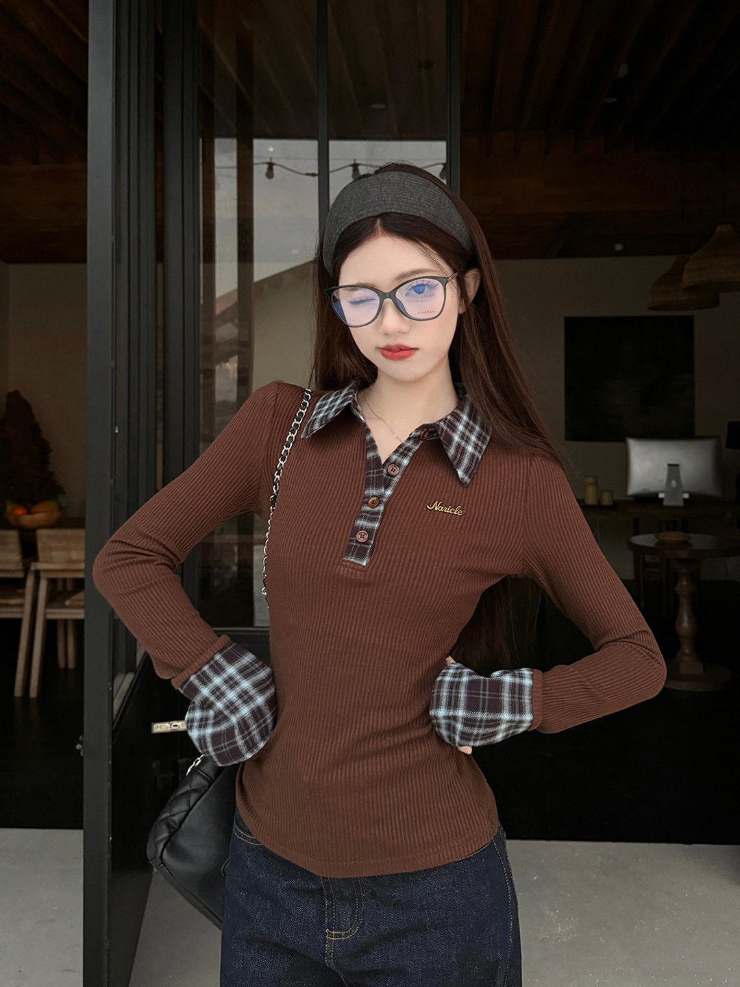 Buy StyleCast X Revolte Solid Long Sleeves Checked Detail Shirt Style ...