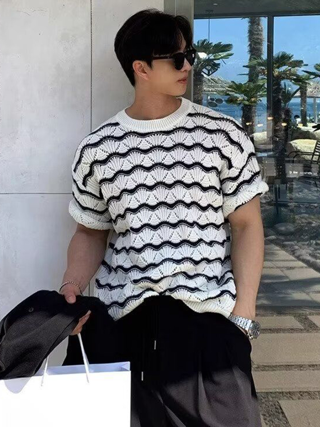 Buy StyleCast Men Self Design Round Neck T Shirt - Tshirts for Men ...