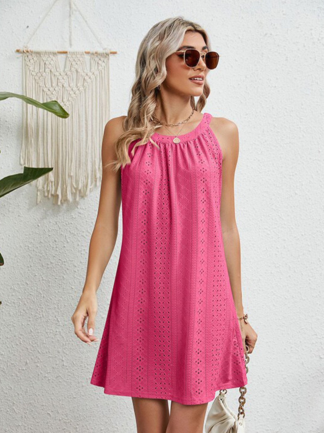 Buy StyleCast X Revolte Pink Geometric Sleeveless A Line Dress ...