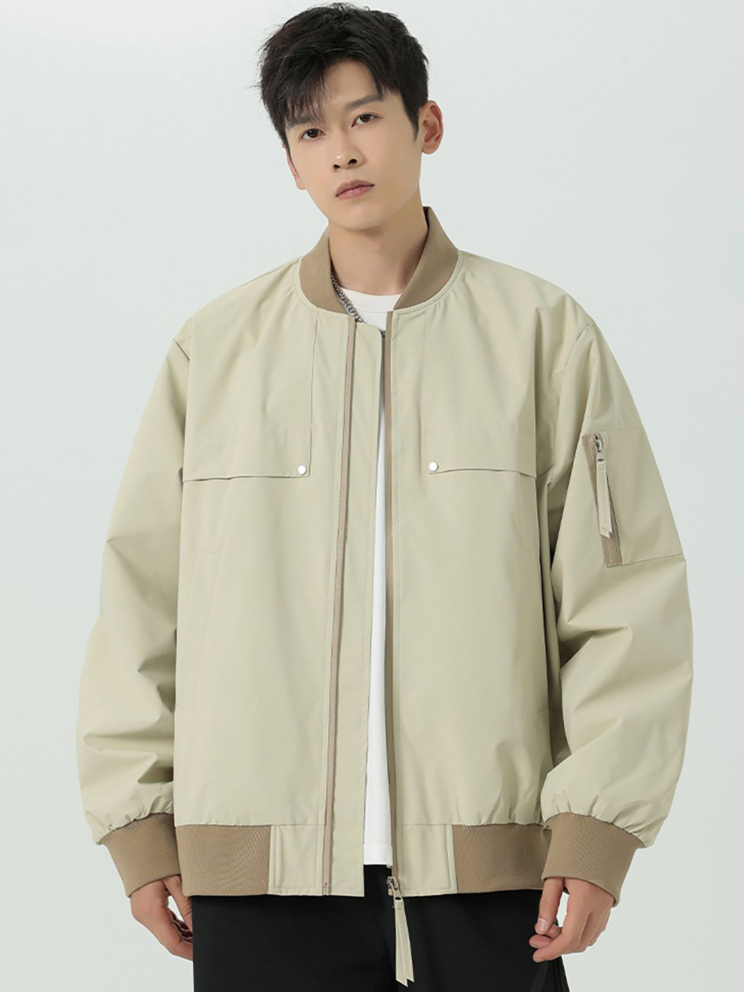 Buy StyleCast X Revolte Men Stand Collar Solid Casual Windcheater ...