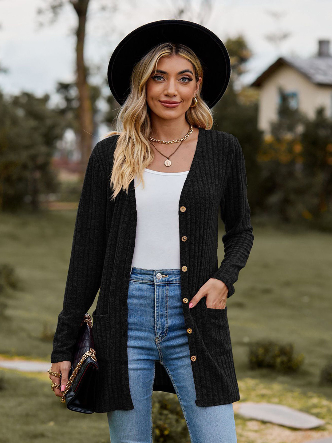Buy StyleCast X Revolte Women Striped Longline Cardigan Sweaters ...