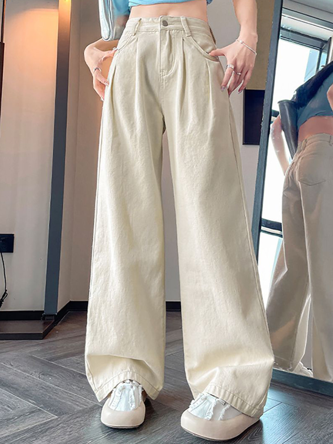Buy StyleCast X Revolte Women Wide Leg Slash Knee Light Fade Jeans ...
