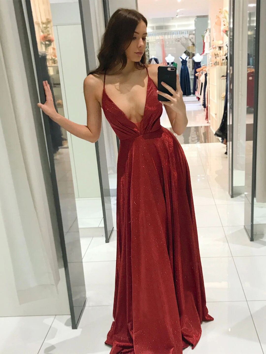 Buy StyleCast X Revolte Red V Neck Sleeveless Embellished Maxi Dress ...