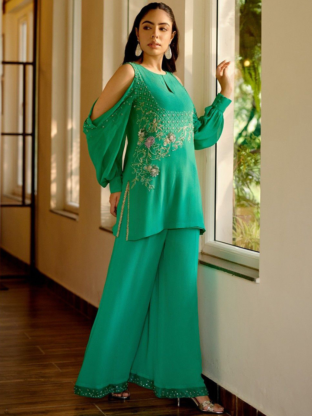 Buy Kyra Women Floral Embroidered Kurta With Sharara - Kurta Sets for ...