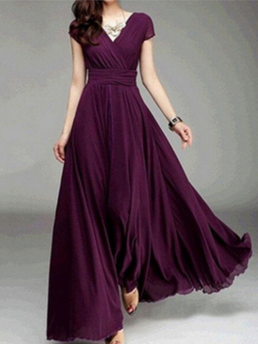 Buy StyleCast Solid Maxi Dress With Short Sleeves - Dresses for Women ...